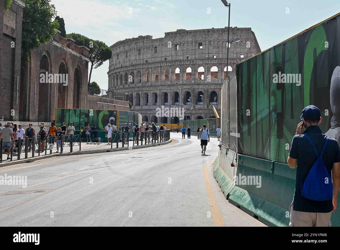Rome Italy, 18 August 2024, Partial view of the colosseum in Rome with ...
