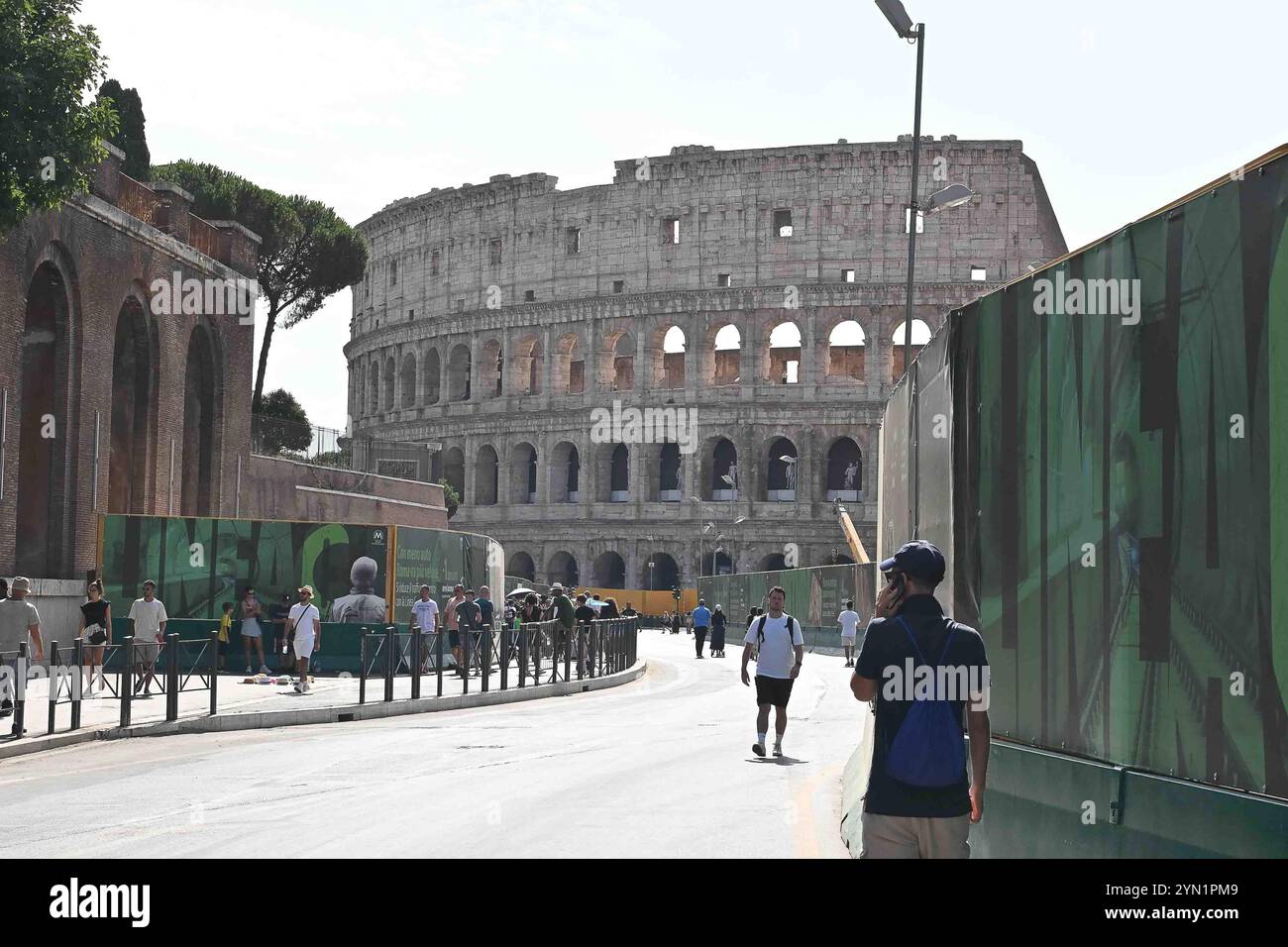 Rome Italy, 18 August 2024, Partial view of the colosseum in Rome with ...