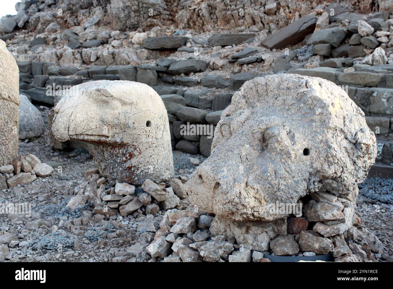 Ancient statues on top of Mount Nemrut in South East Turkey. Kingdom of ...