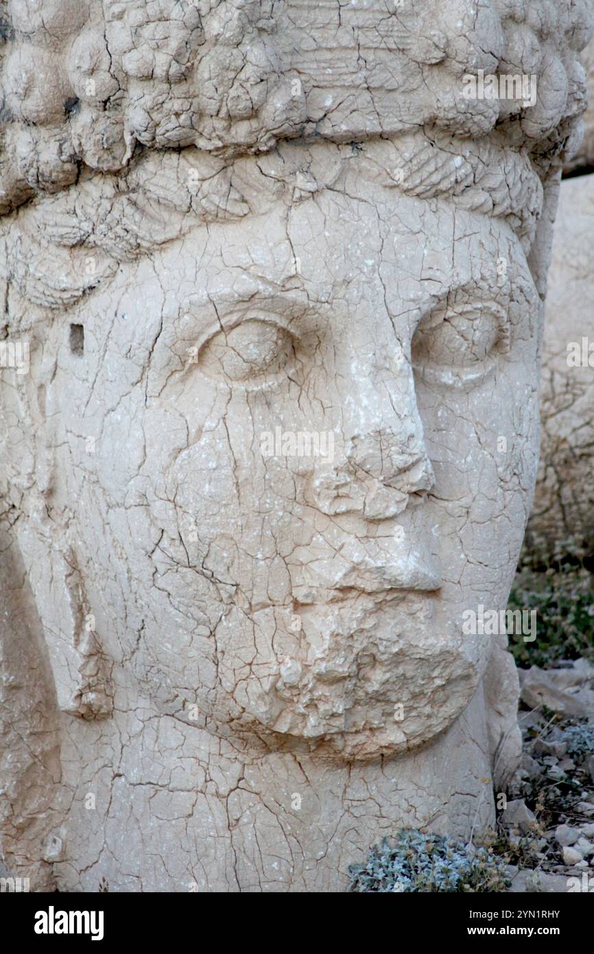 Ancient statues on top of Mount Nemrut in South East Turkey Stock Photo ...