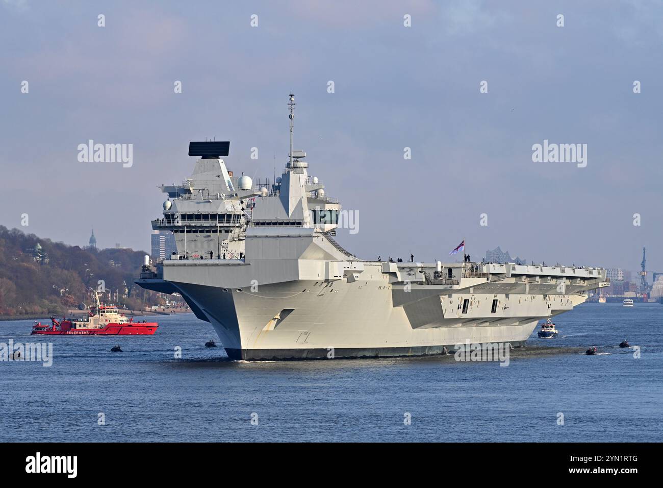 Aircraft Carrier Queen Elizabeth (R08) outbound from the port of ...