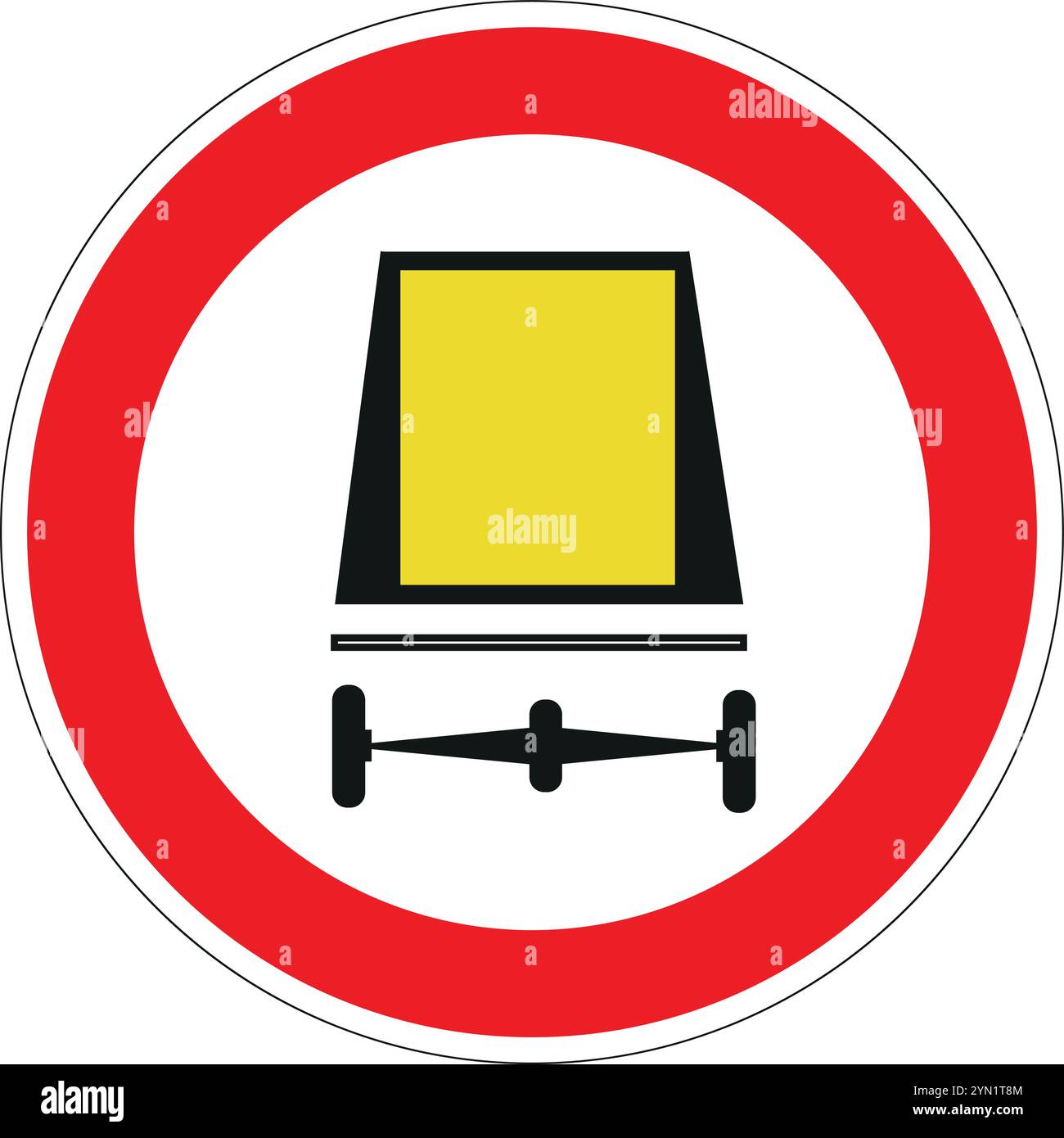 French round road sign with white background and red prohibition border ...