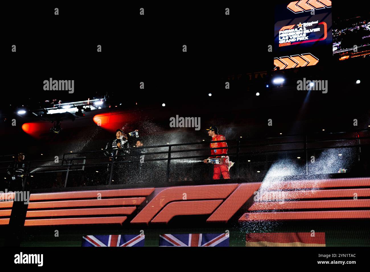 Las Vegas, USA. 23rd Nov, 2024. (L to R): Race winner George Russell ...