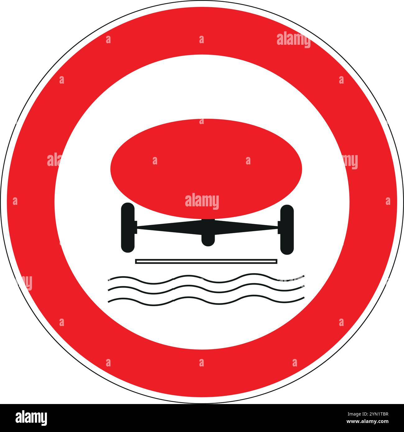 French round road sign with white background and red prohibition border ...