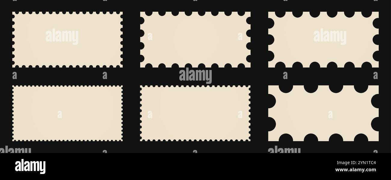 Rectangular frames for postage stamps. Set of borders for letters ...