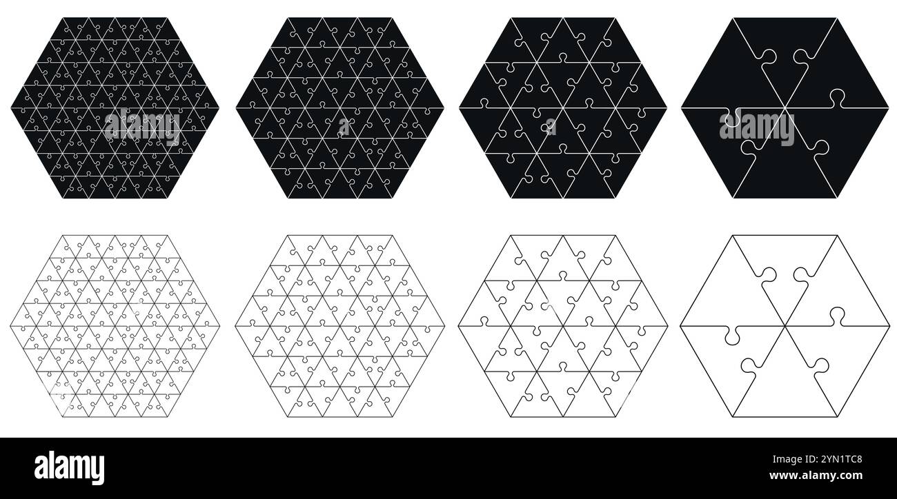 Puzzle pieces template with geometric triangle shapes. Abstract jigsaw ...