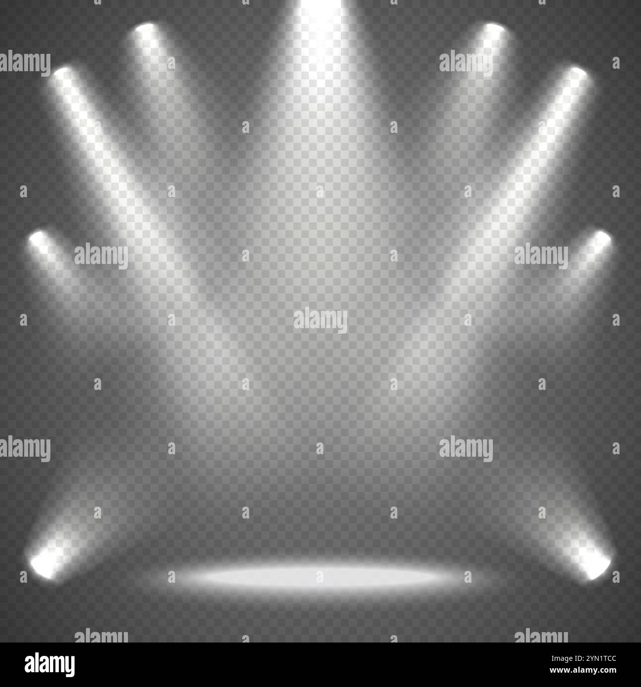 Spotlights with light beams. Bright lighting of the concert stage, beam ...