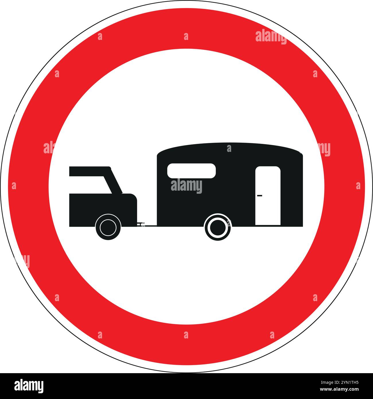 French round road sign with white background and red prohibition border ...