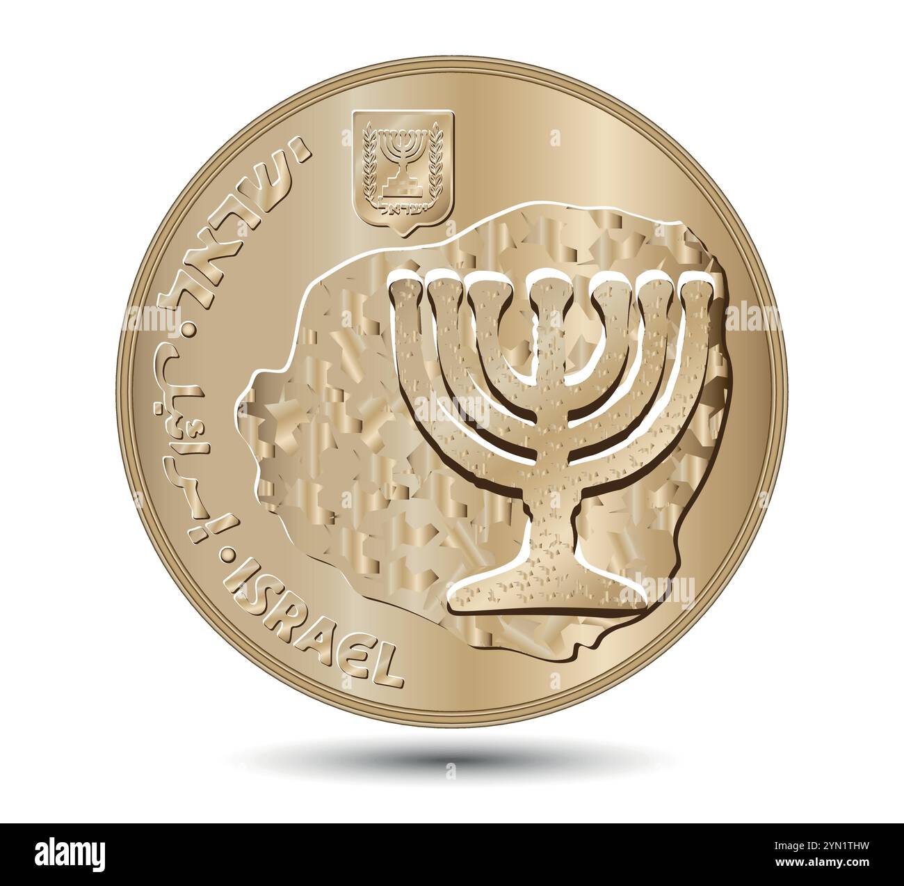Coin, Israel, 10 Agorot. 1984 to 2017. Lettering: "10 AGOROT". Obverse ...