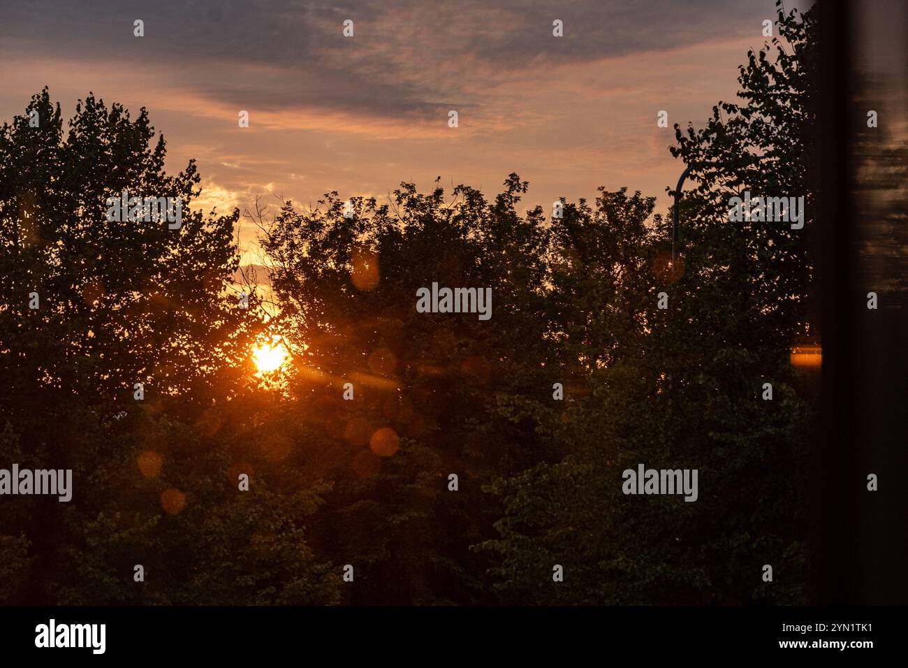 night landscape, full moon, night sky, moonrise through the silhouettes ...