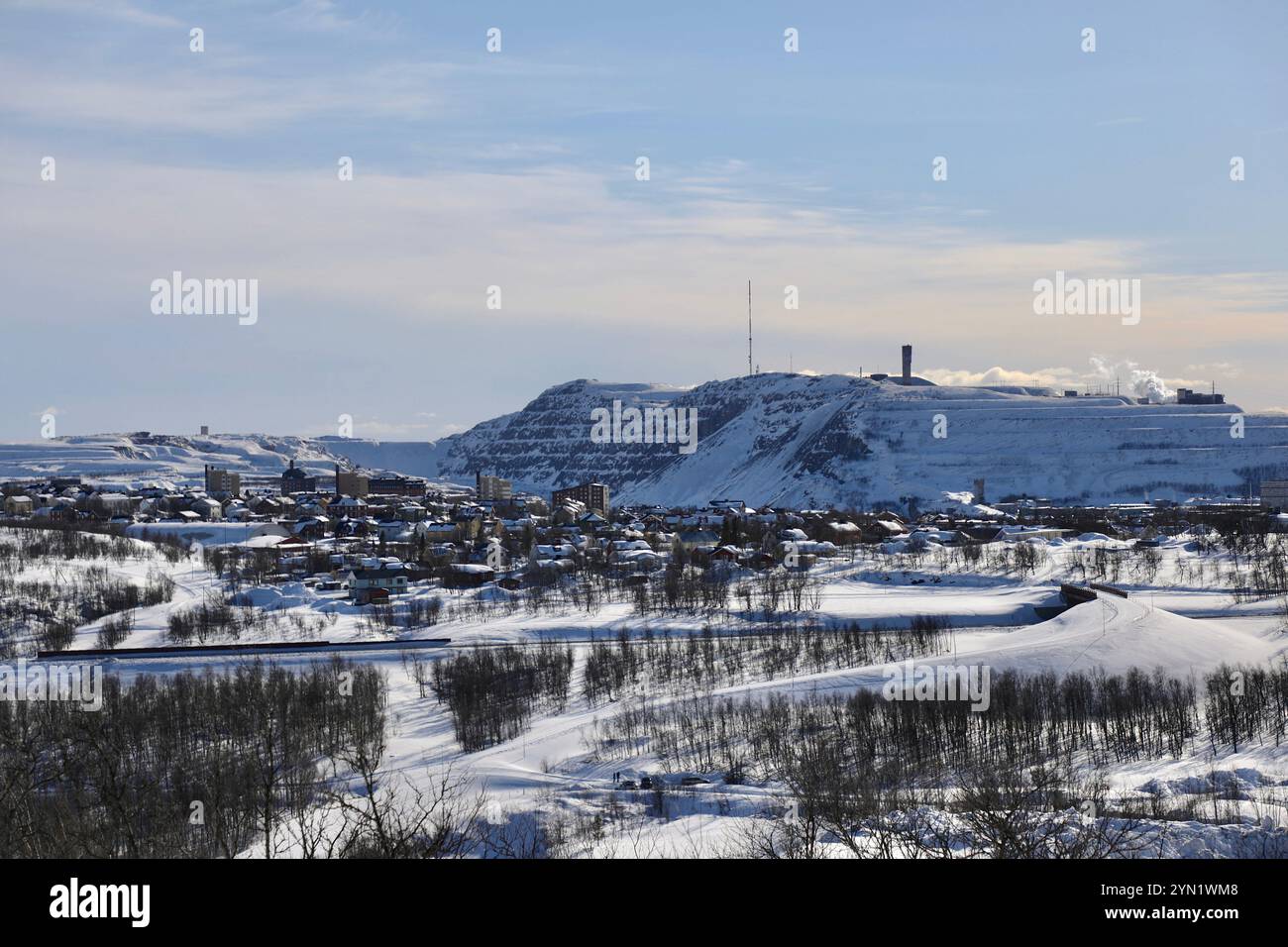 Kiruna iron mine overlooks the town of Kiruna. It is the world's ...