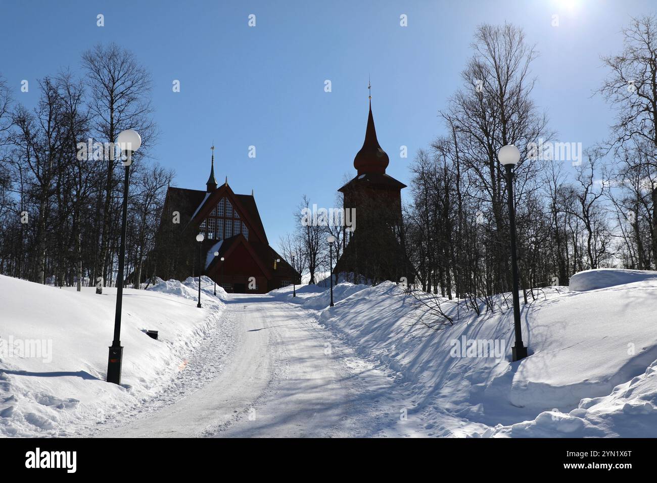The church of Kiruna is pictured in 2021, before its relocation ...