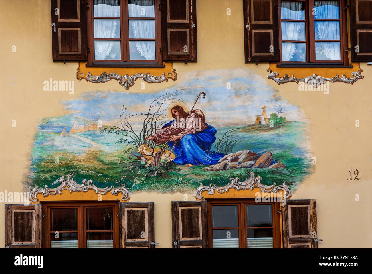 Wall painting in Mittenwald old town in Germany Stock Photo - Alamy
