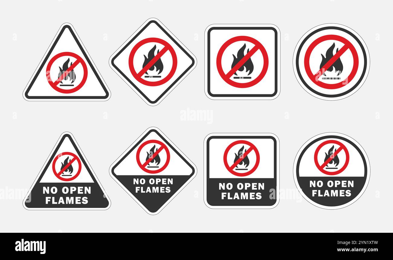 No open fire, no smoking icon symbol. No open flame sparkle logo sign ...