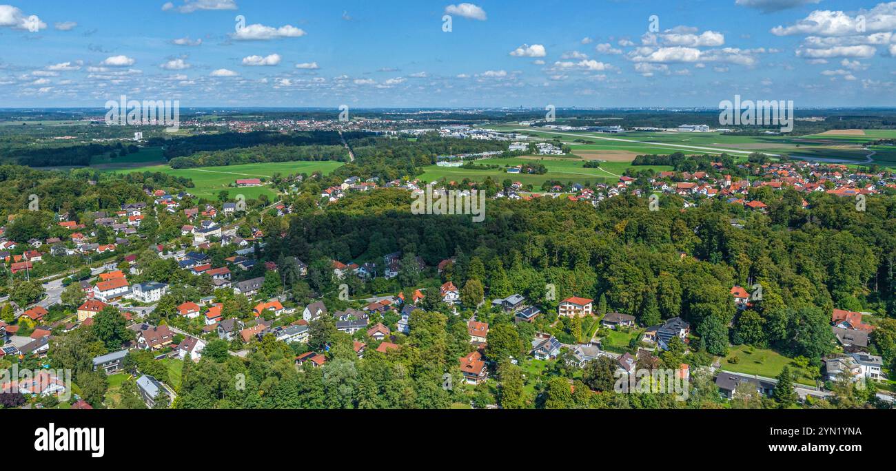 View of the municipality of Weßling in the Upper Bavarian Fünfseenland ...