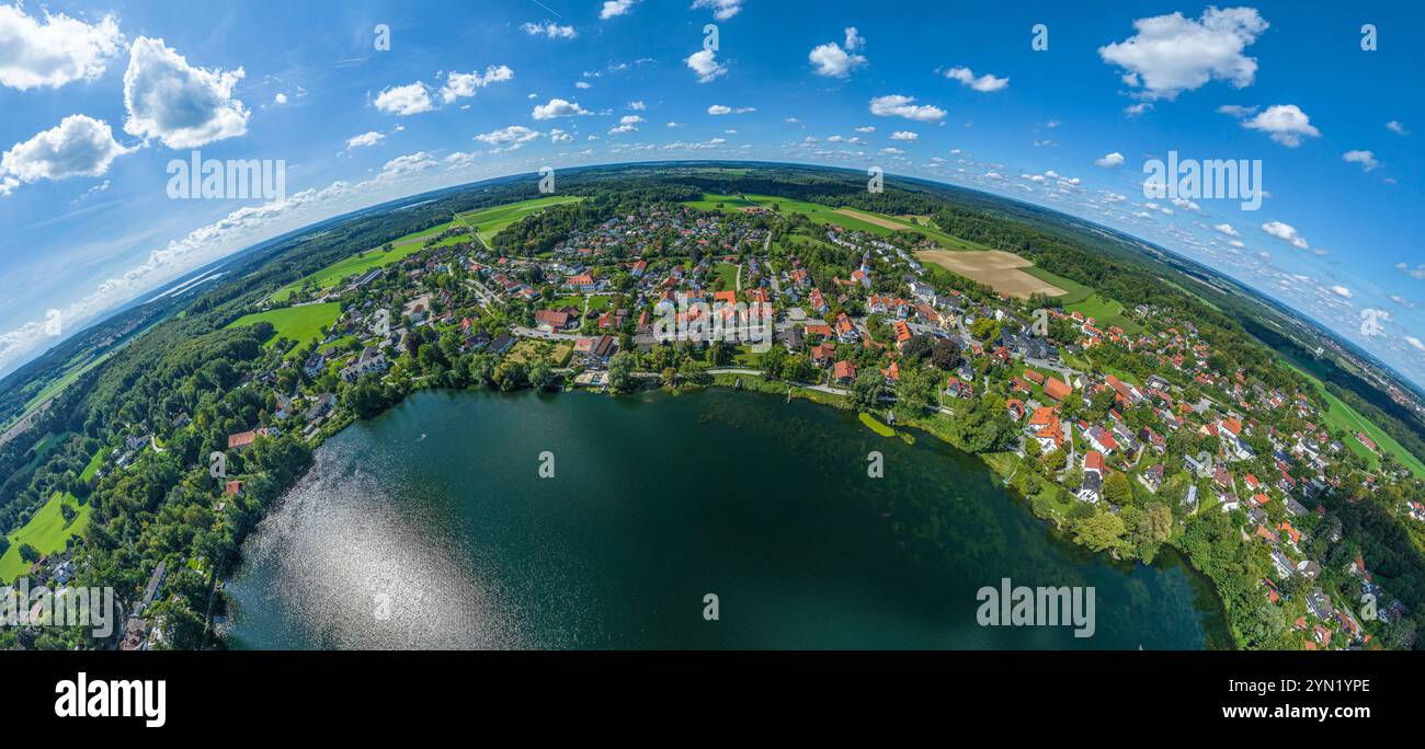 View of the municipality of Weßling in the Upper Bavarian Fünfseenland ...