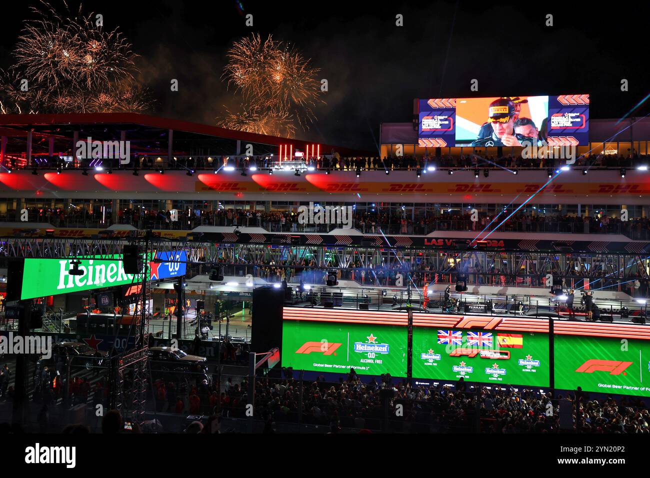 Las Vegas, USA. 23rd Nov, 2024. The podium: Lewis Hamilton (GBR ...
