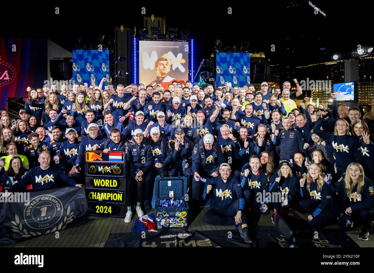 LAS VEGAS - Max Verstappen (Red Bull Racing) celebrates winning his ...