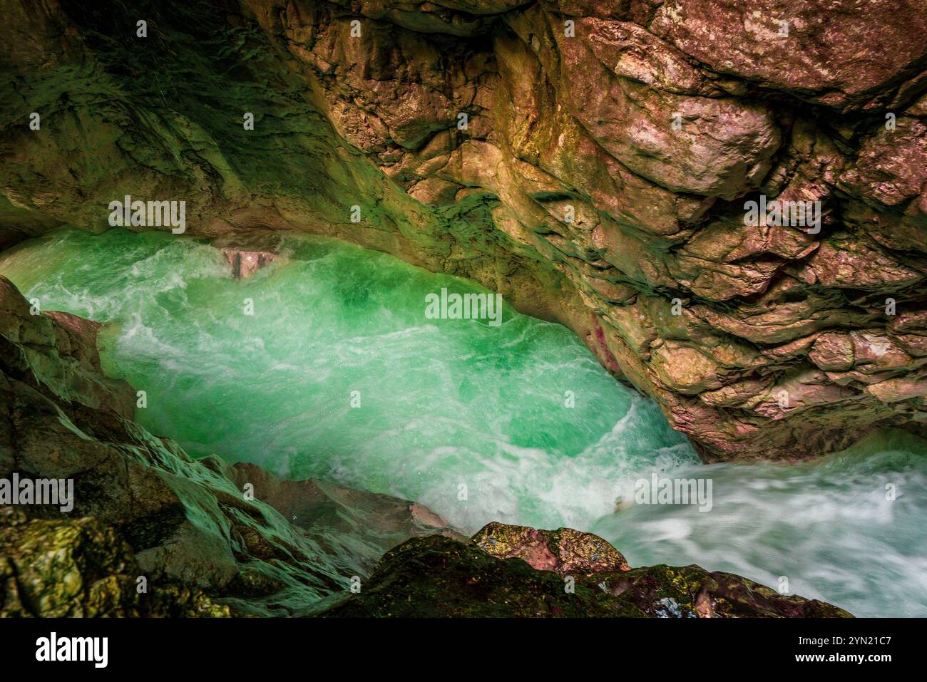Höllentalklamm, a deep gorge in Alpen near Garmisch-Partenkirchen in ...