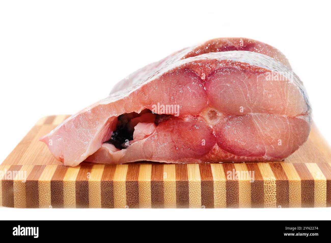 Slices of raw carp on a white background.Isolated Stock Photo - Alamy