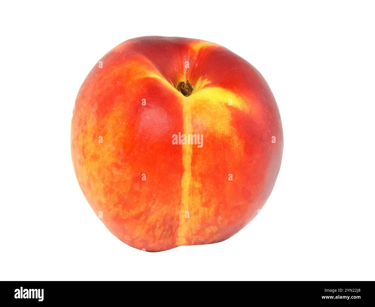 Single peach on white background. Isolated over white Stock Photo - Alamy