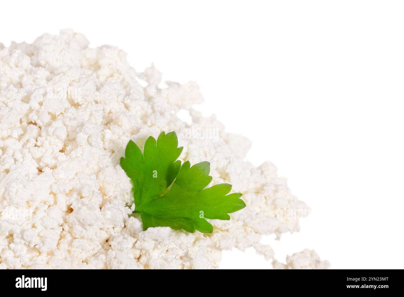 Fresh cottage cheese (curd) heap, isolated on white background Stock ...