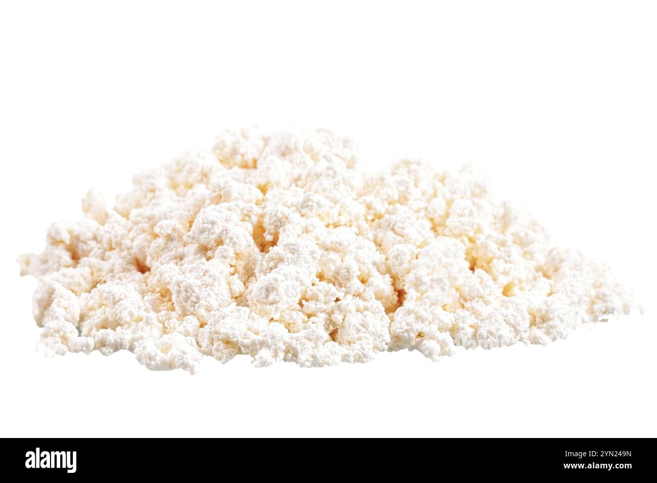 Fresh cottage cheese (curd) heap, isolated on white background Stock ...