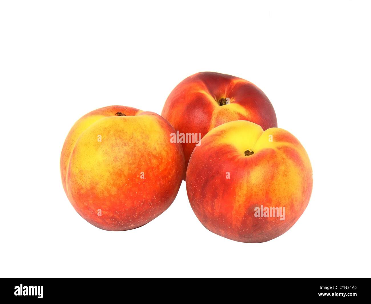 Three peaches on white.Isolated over white Stock Photo - Alamy