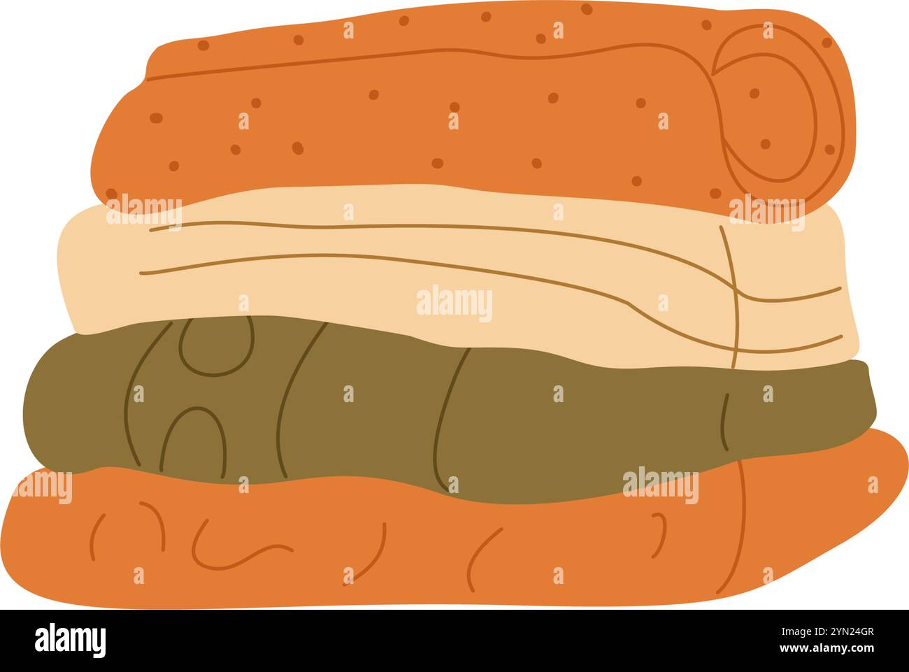 Stack of towels isolated on white background. Pile of fabric and ...