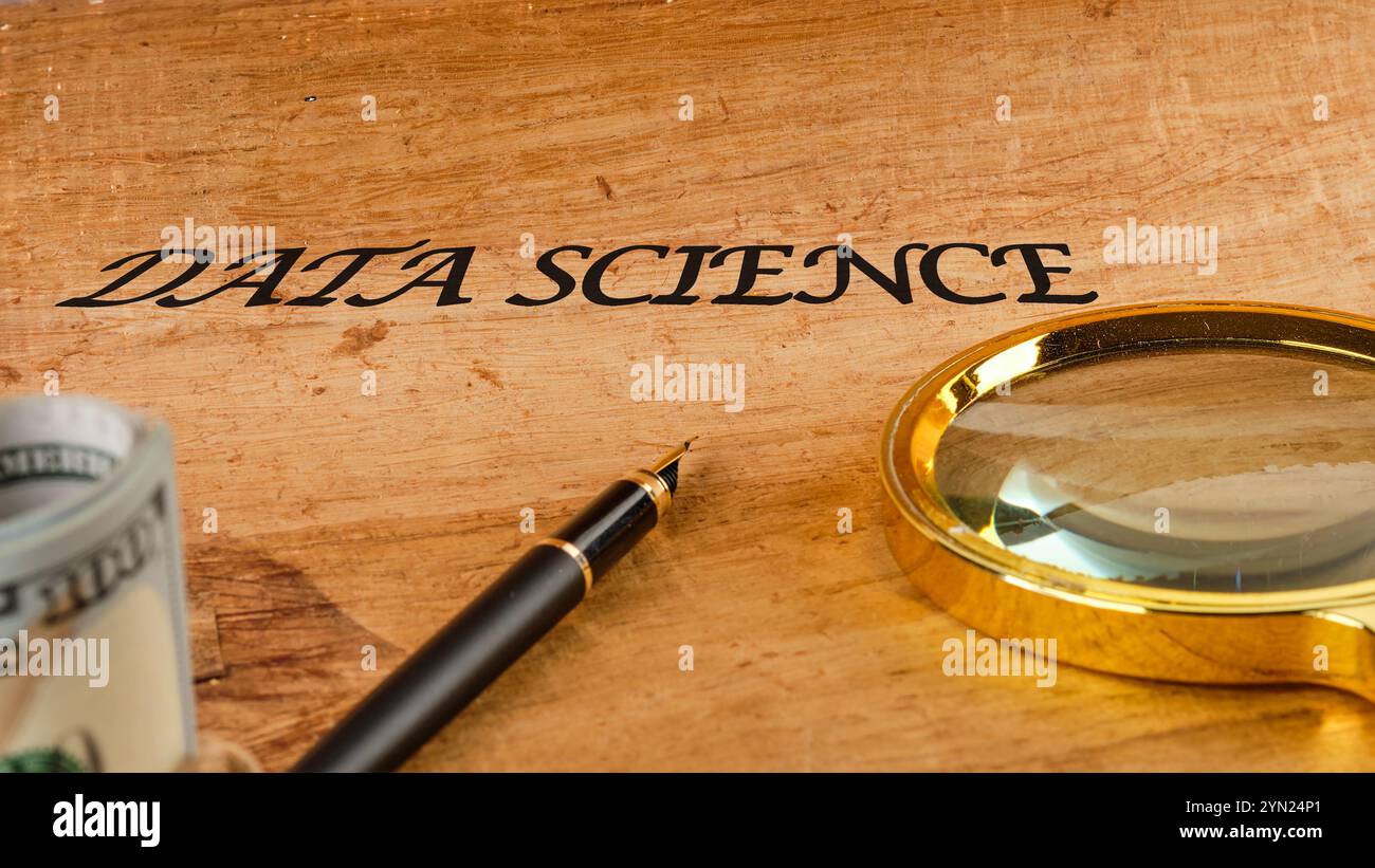 The concept of technology and development. Phrase, words, text DATA ...