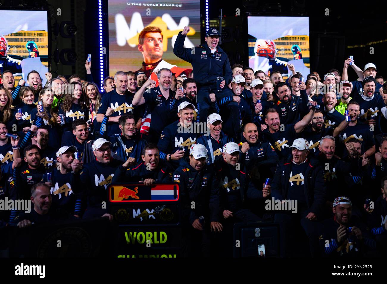 Red Bull Racing team celebrating 4th world champion title VERSTAPPEN ...