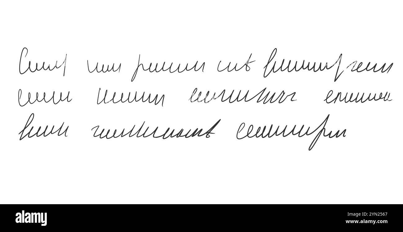 Handwritten ink stroke memo. Scribble fictional letter. Abstract ...