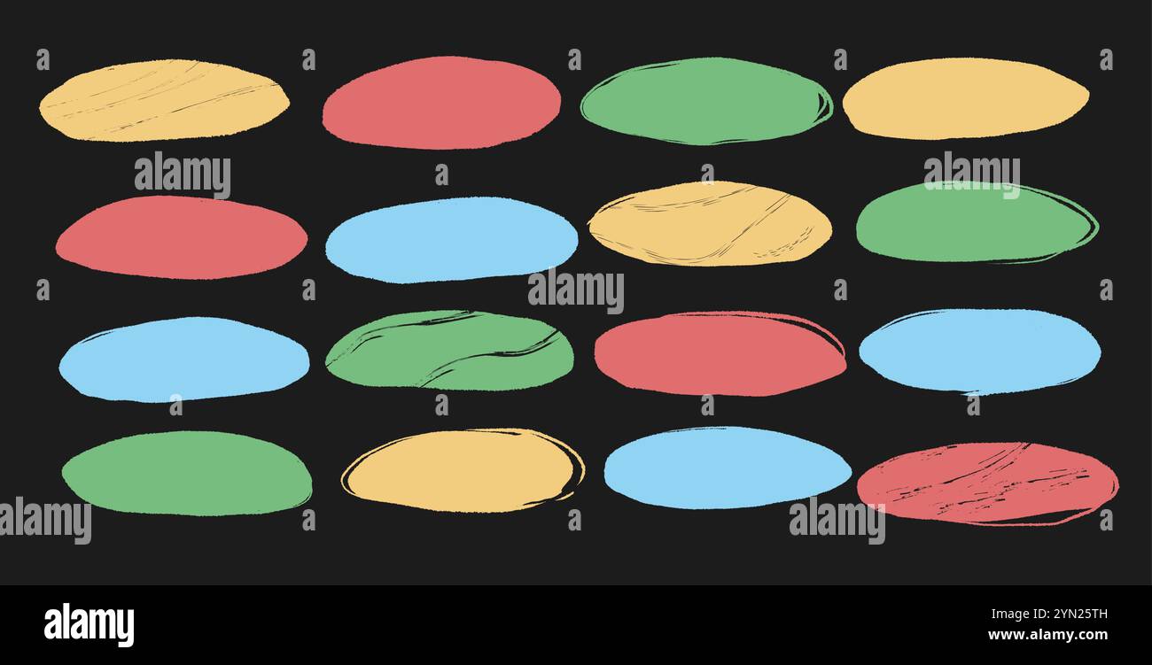 Ellipse shapes. Crayon oval frames set. Hand drawn oval border for ...