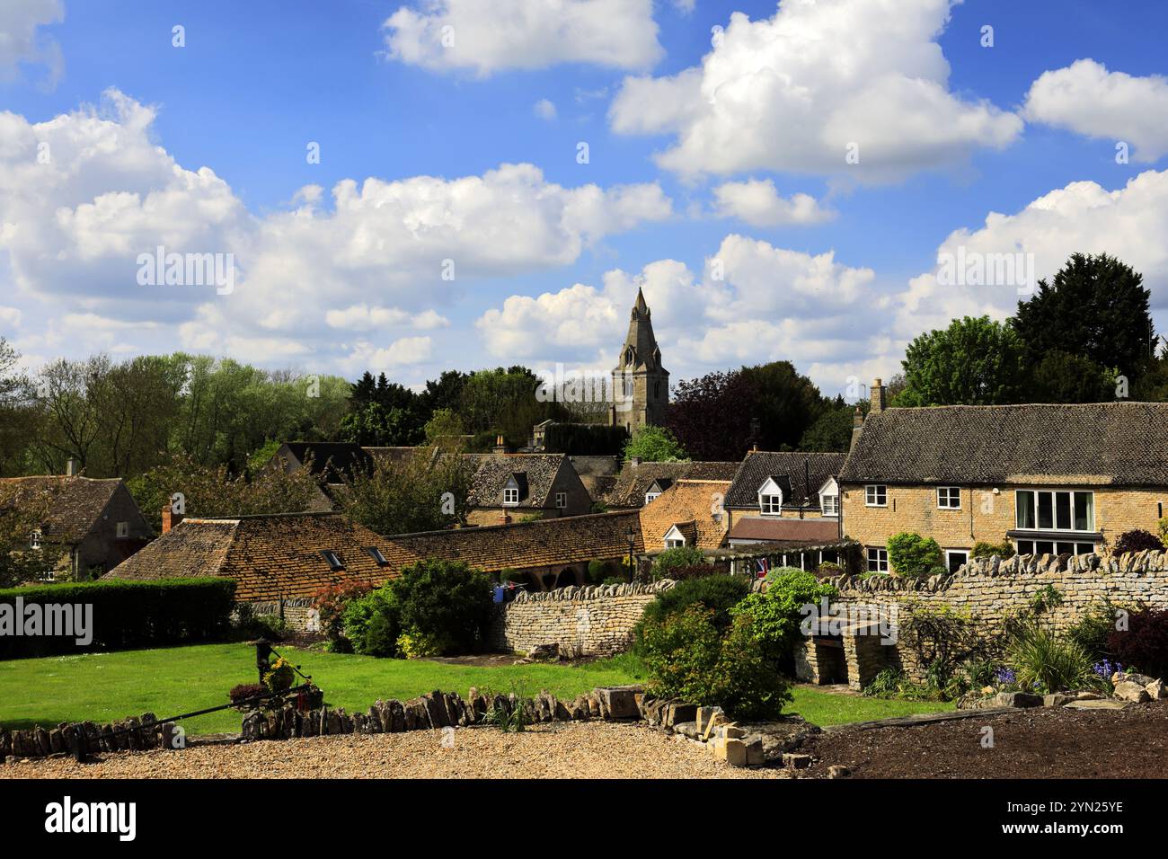 Summer view of Duddington village with St Marys Church ...