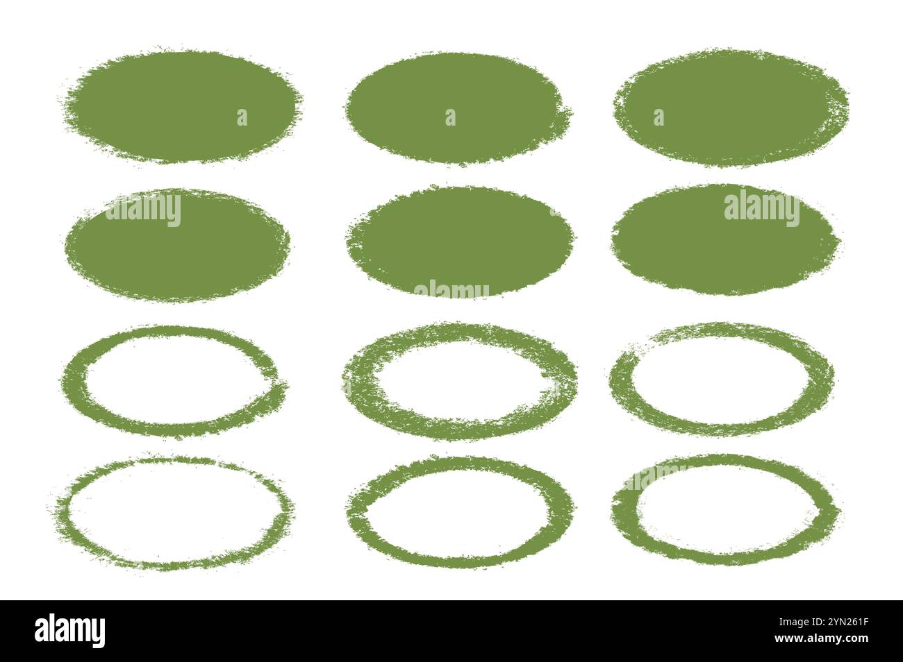 Freehand brush ellipse set. Frames set. Hand drawn highlight oval ...