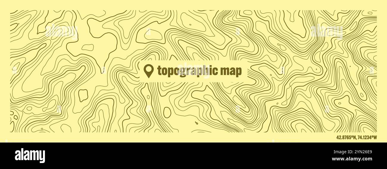 Colorful topographic map with contour lines. Geographic terrain grid ...