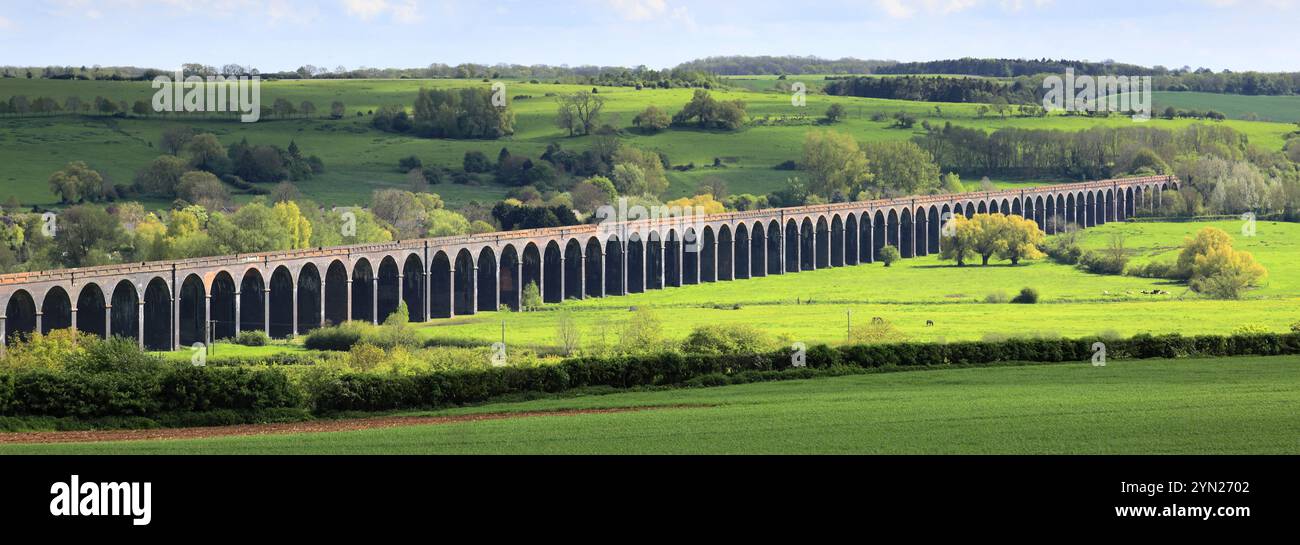The Harringworth railway viaduct; River Welland valley; Harringworth ...