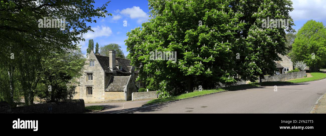 Summer view of Duddington village green, Northamptonshire, England; UK ...