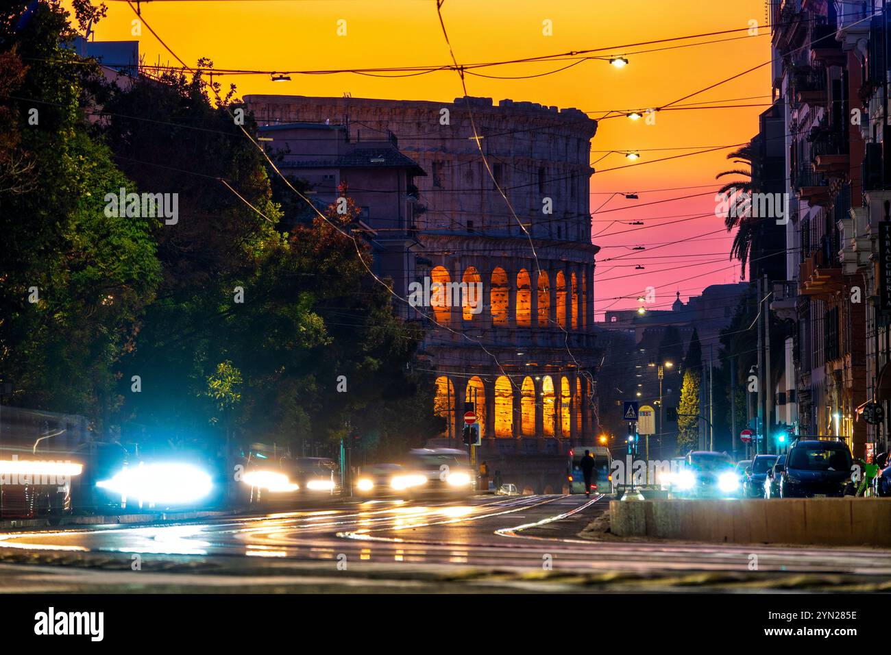 A perspective of the Colosseum's eastern facade as seen from Via ...