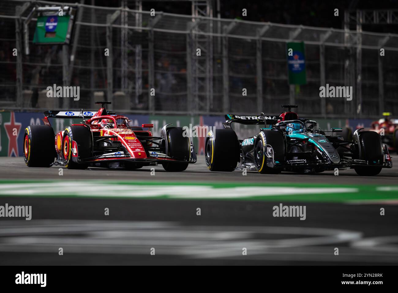 16 LECLERC Charles (mco), Scuderia Ferrari SF-24, action 63 RUSSELL ...