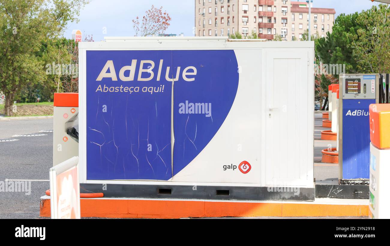 Adblue storage tank and dispenser at a galp gas station, providing ...