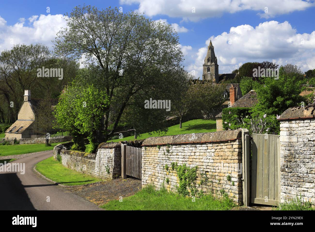 Summer view of Duddington village with St Marys Church ...