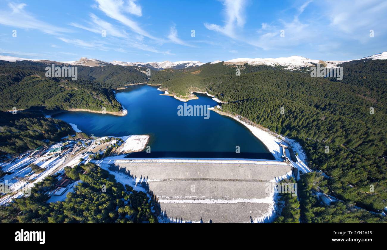 Aerial view bolboci lake bucegi hi-res stock photography and images - Alamy