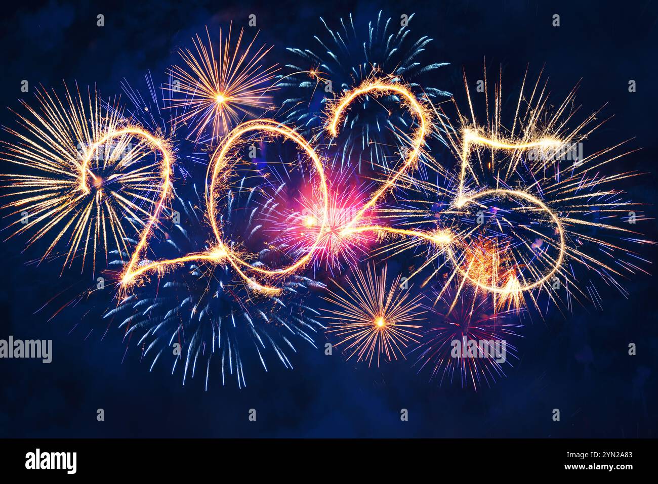 Sparkle firework on black background, happy new year 2025 concept ...