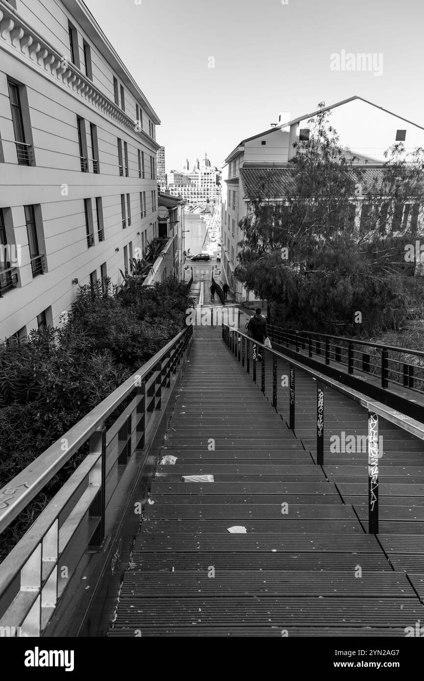 Marseille, France - January 28, 2022: Street view from the central ...