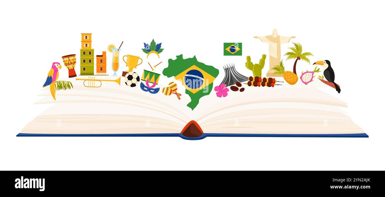 Brazil culture and tropical nature, famous architecture and traditional ...