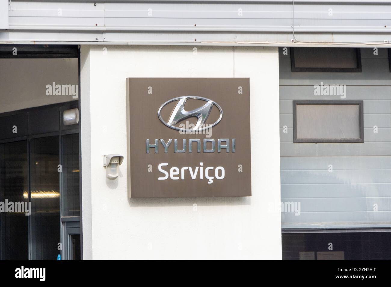 Hyundai motor company logo and service signage displayed on a ...