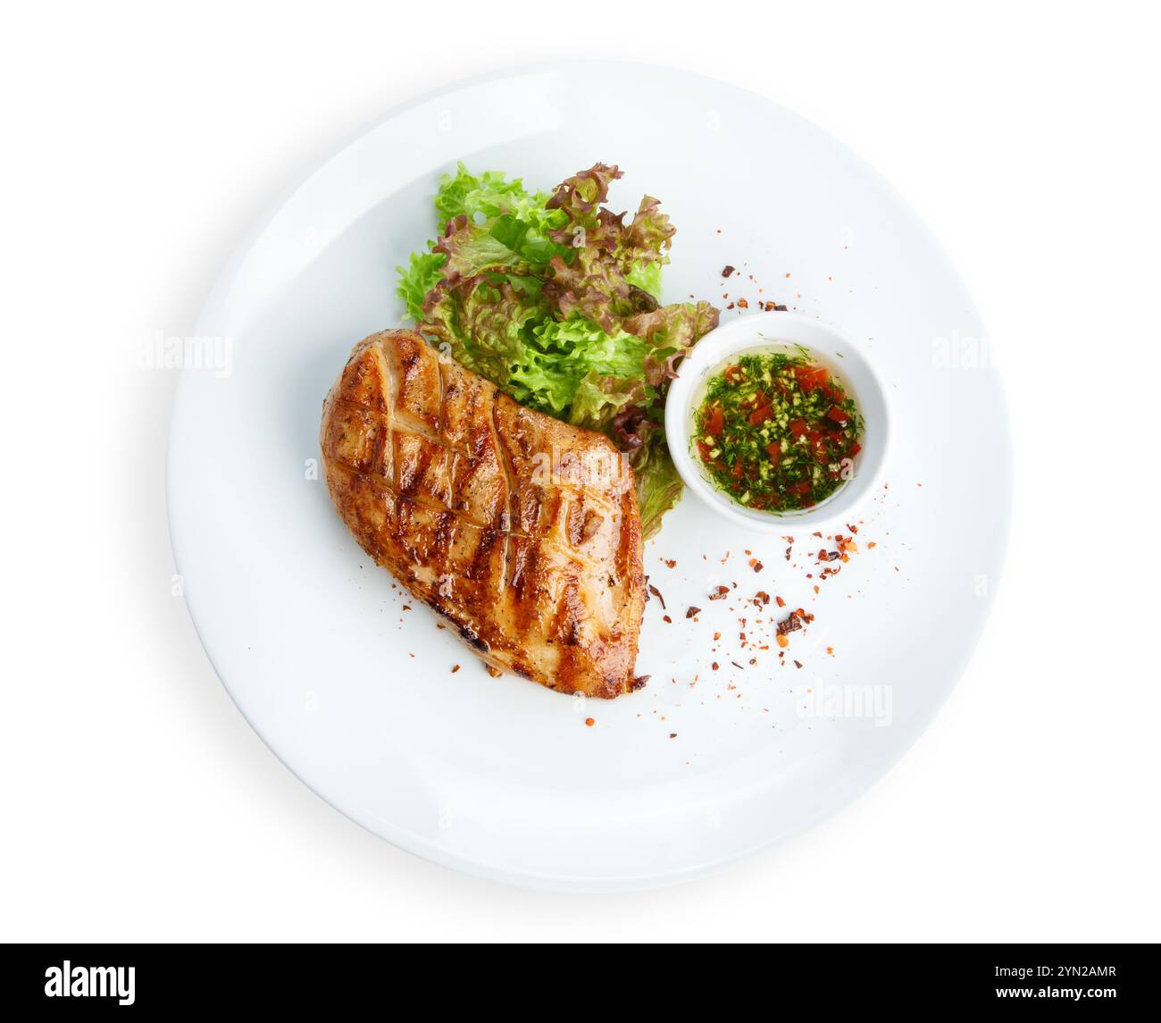 Restaurant food - chicken fillet grilled steak Stock Photo - Alamy
