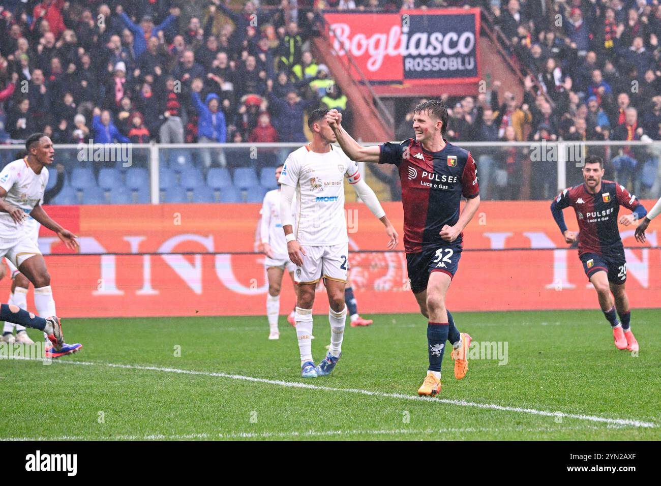 Genova, Italia. 24th Nov, 2024. Genoa's Morten Frendrup celebrates ...