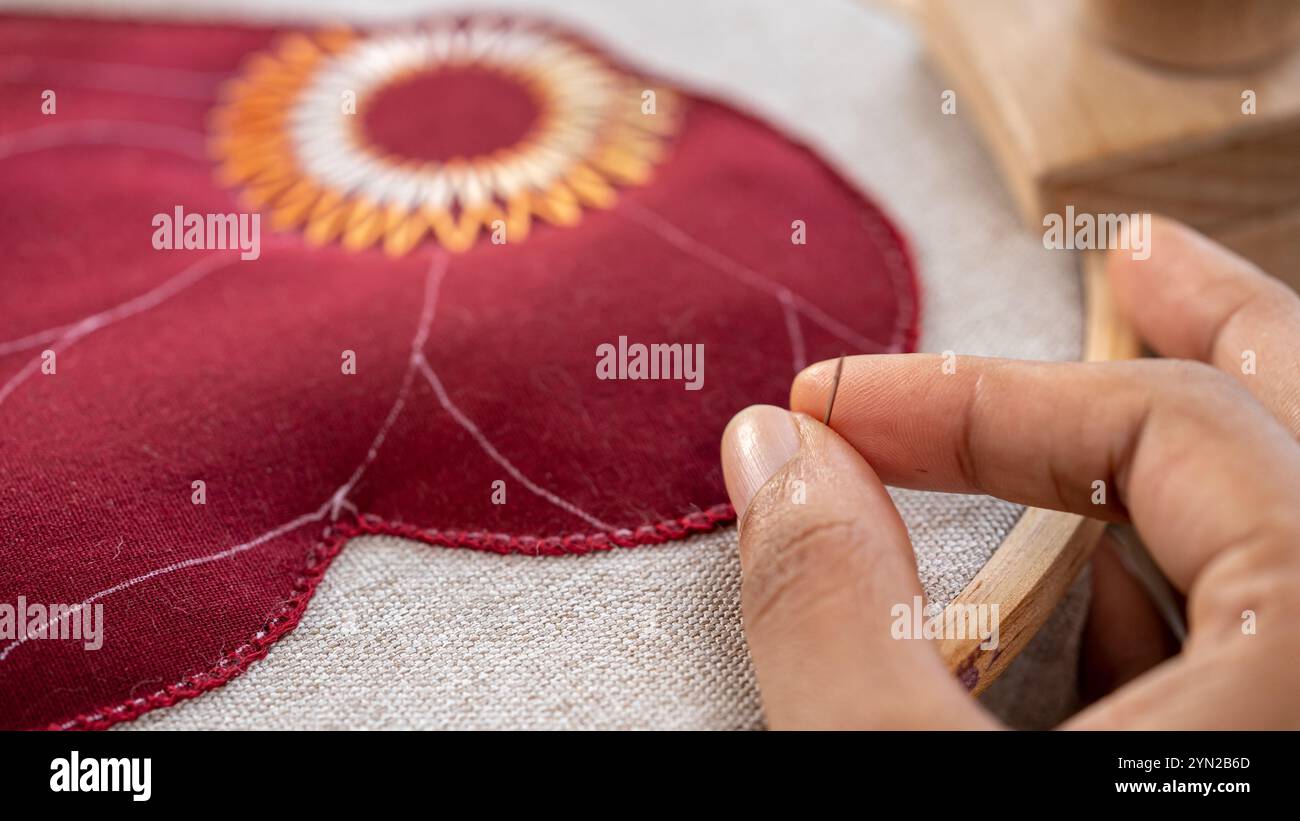 Focused Creativity: Woman's Hands Bring a Textile Design to Life Stock ...